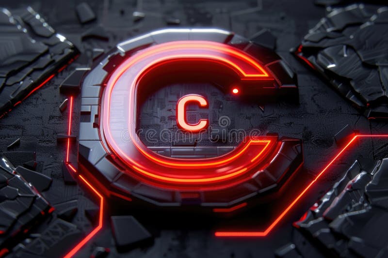 Close-up Shot of a Bright Neon Letter C Stock Image - Image of brand ...