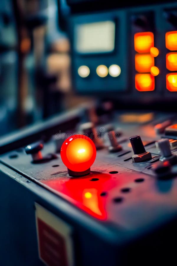 A Close-up Shot of a Bright Red Nuclear Button on a Control Panel ...