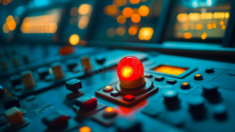 A Close-up Shot of a Bright Red Nuclear Button on a Control Panel ...