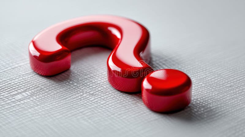 A Close-up Shot of a Bright Red Question Mark on a Textured Light Gray ...