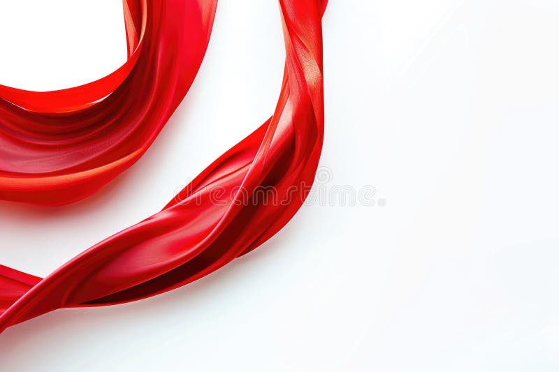 A Close-up Shot of a Bright Red Ribbon Lying Flat on a White Surface ...