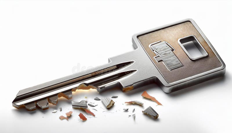 Broken Key Security Access Damaged Metal Hardware White Background ...