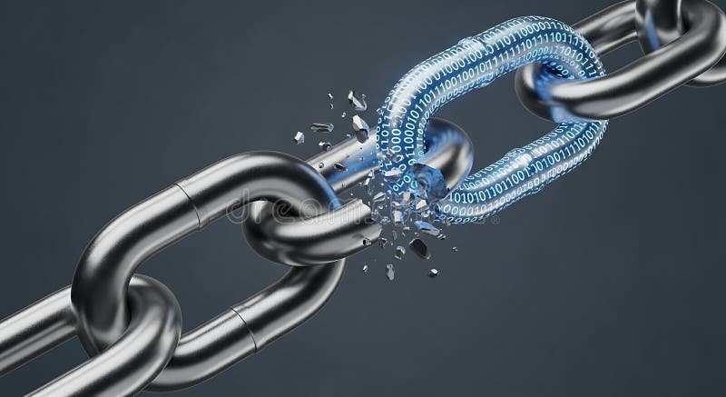 Breaking the Digital Chain: Cyber Security Concept. Stock Illustration ...
