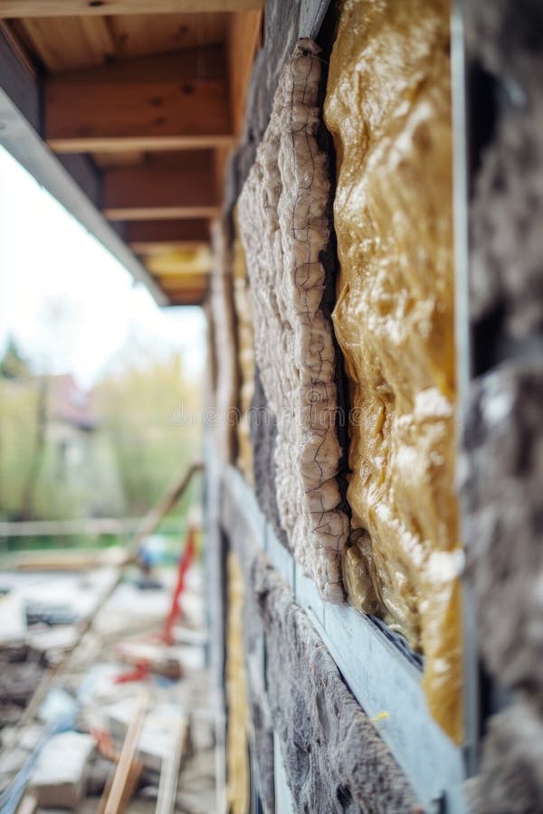 A Close-up Shot of a Building S Exterior Wall with Insulation Installed ...