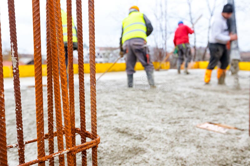 Mounted Reinforcing Metal at Building Site Stock Photo - Image of ready ...