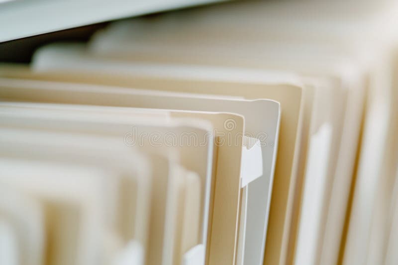 A Close-up Shot of a Bunch of Folders on a Shelf, Perfect for an Office ...