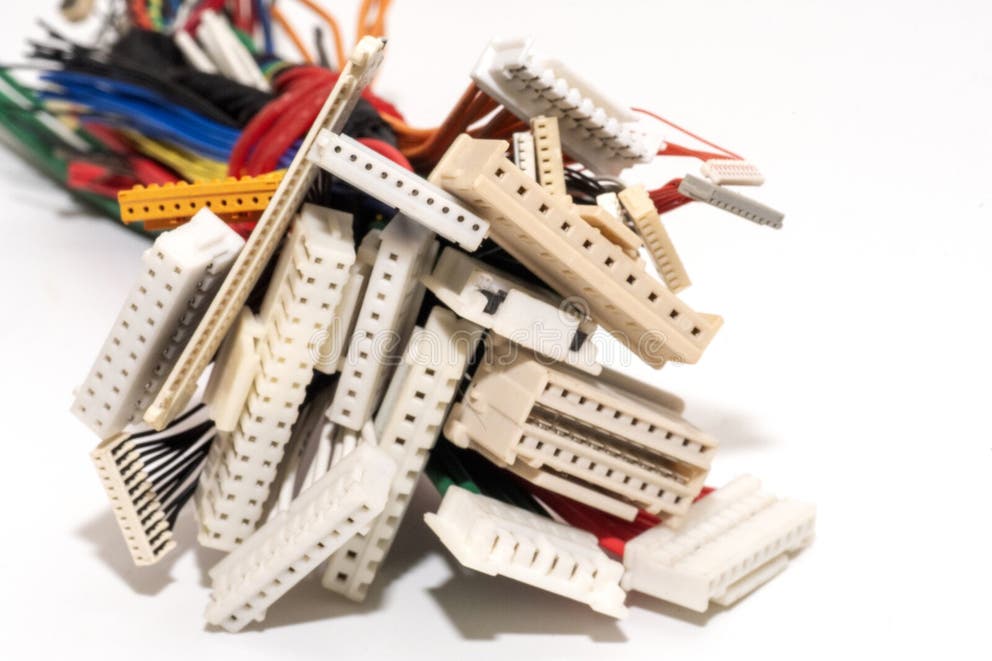 Bundle of Various Colored Cables with Various Connectors Stock Photo ...