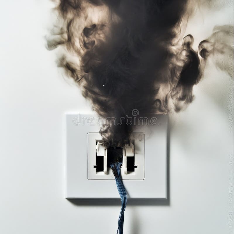 Electrical Fire Hazard Close-up of Burned Power Cord and Overloaded ...