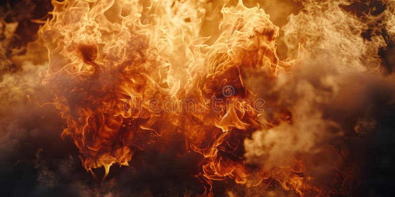 A Close-up Shot of a Burning Fire with Thick Smoke Billowing Out Stock ...