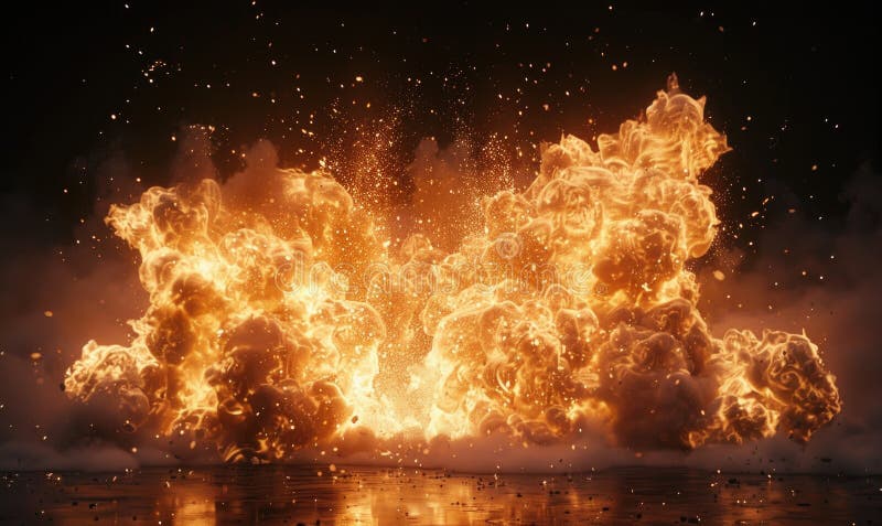 Close-up Shot of a Burst of Flames in a Controlled Explosion Stock ...