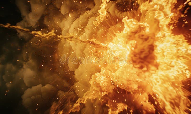 Close-up Shot of a Burst of Flames in a Controlled Explosion Stock ...