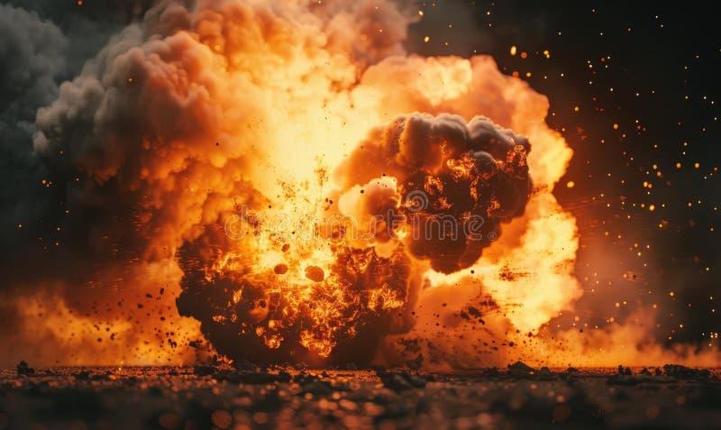 Close-up Shot of a Burst of Flames in a Controlled Explosion Stock ...