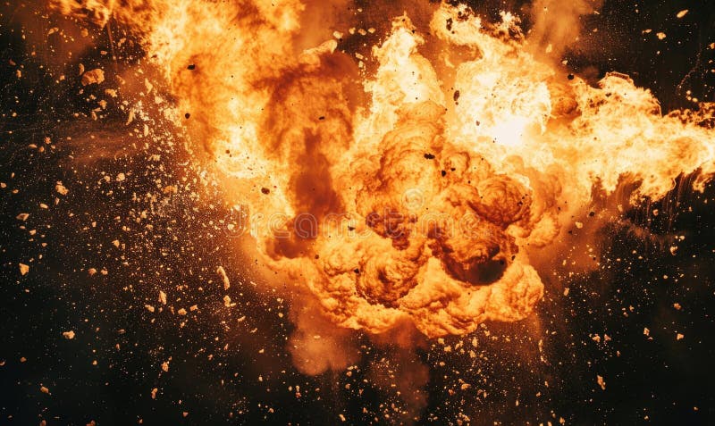 Close-up Shot of a Burst of Flames in a Controlled Explosion Stock ...
