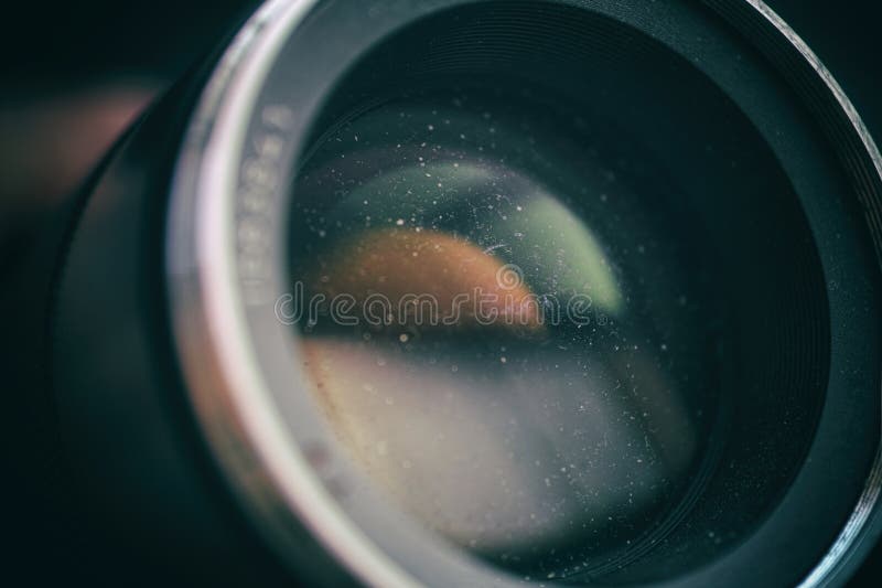 A Close Up Shot of a Camera Lens Covered in Dust Stock Image - Image of ...