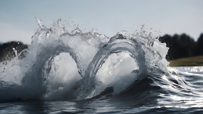 Double Wave Ocean Spray Closeup Serene Water Scene Stock Illustration ...