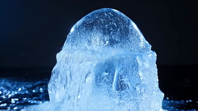 Water Freezing and Exploding in Blue Light Against Dark Background ...