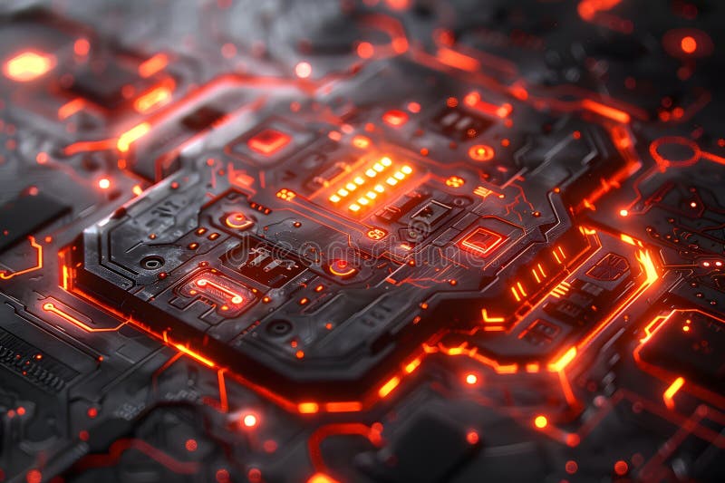 Close Up of a Computer Chip. Generative AI Stock Illustration ...