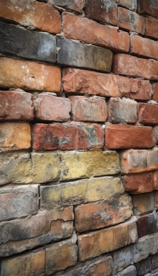 Weathered Brick Wall in Close-up Shot Stock Illustration - Illustration ...