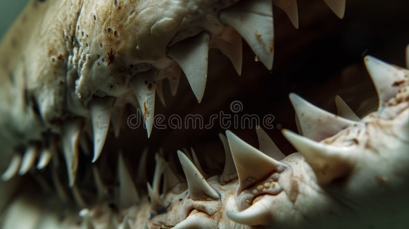 Close-up of Fierce Shark Teeth in Detail Stock Illustration ...