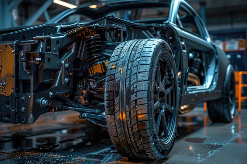 A Close-up Shot of a Car on an Assembly Line in a Factory Stock Image ...