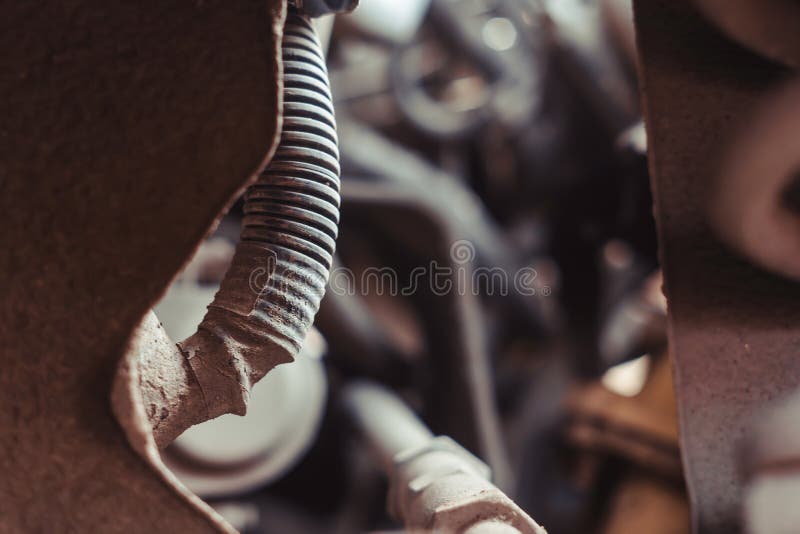 A Close Up Shot of Car Engine Hoses Stock Image - Image of electric ...