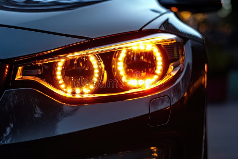A Close-up Shot of a Car S Headlights Stock Image - Image of machinery ...