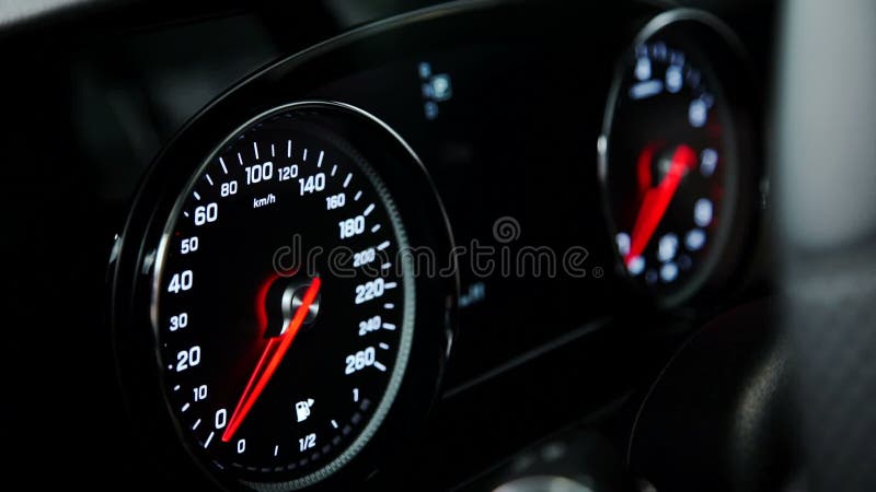 Dashboard of a Car in Operation Stock Footage - Video of hand, road ...