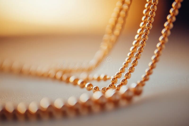 A Close-up Shot of a Chain Made from Shiny Golden Beads Stock Photo ...