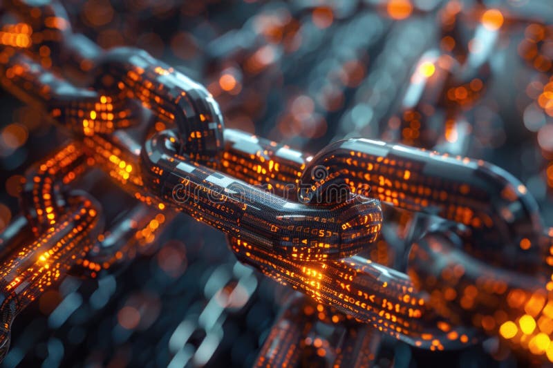 A Close-up Shot of a Chain with Soft, Pulsing Lights in the Background ...