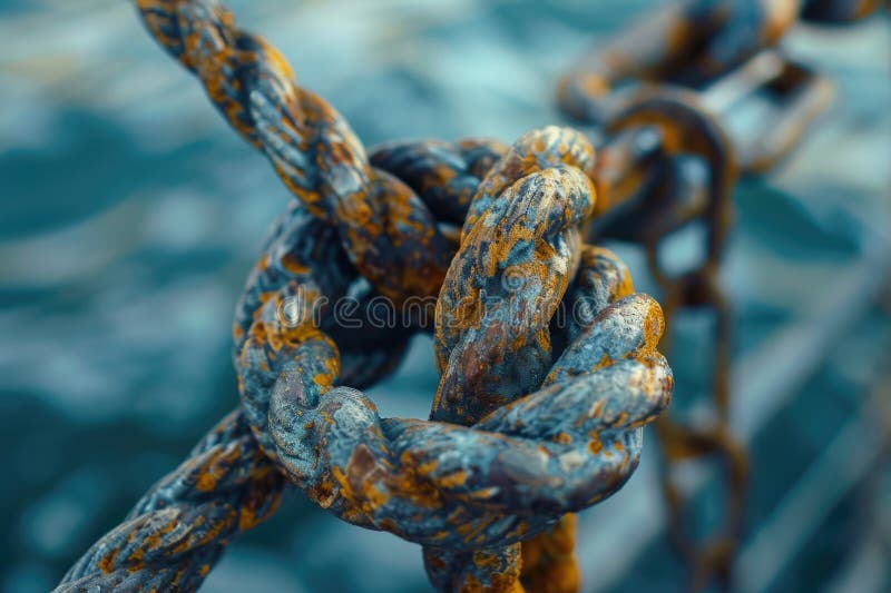 A Close-up Shot of a Chain Wrapped Around the Hull of a Boat Stock ...