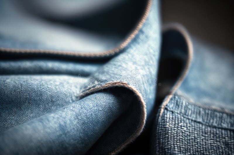 Close Up Shot of Chambray Denim Clothes. Stock Illustration ...