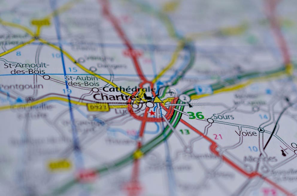 Chartres on map stock image. Image of capital, papers - 102337863