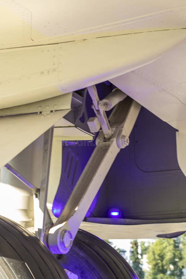 Close Up Shot of the Chassis of the Civil Plane. Aviation Stock Image ...