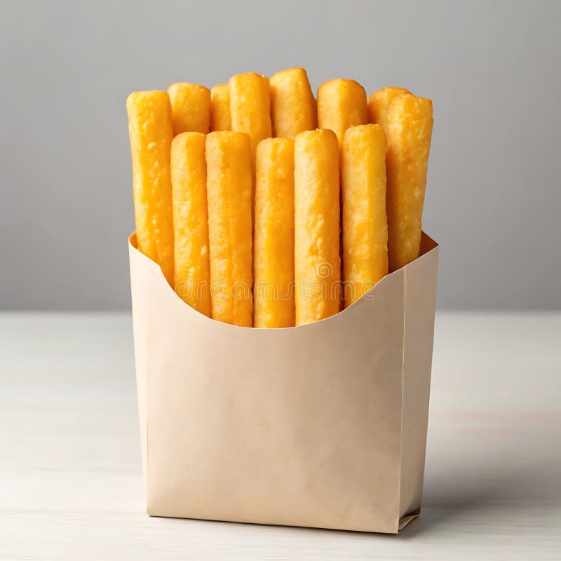 A Close Up of Cheese Flavored Cracker Sticks in a Brown Paper Bag on a ...