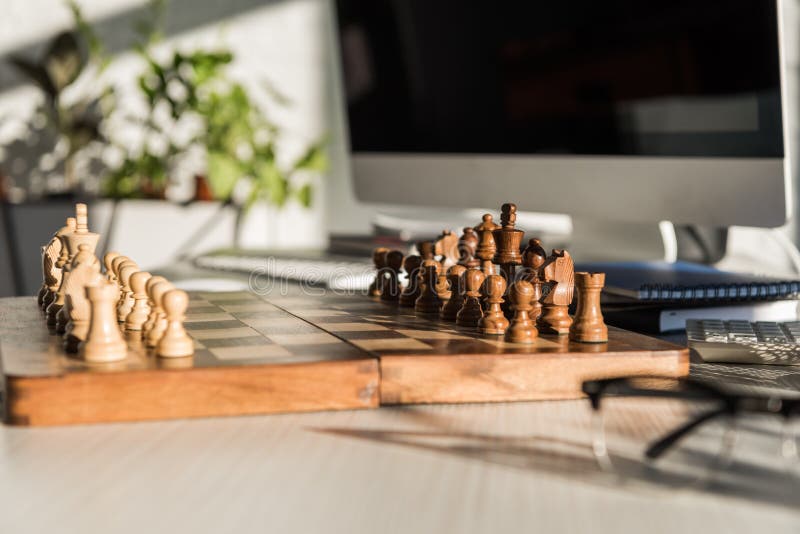 Close-up Shot of Chess Board at Office Stock Photo - Image of ...