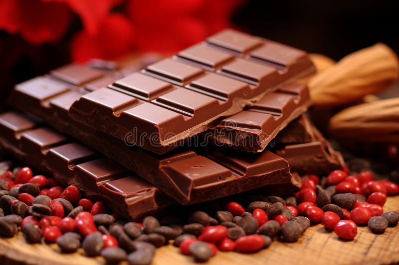 Close Up Shot of Chocolate Bar with Assorted Nuts for Enhanced Visual ...