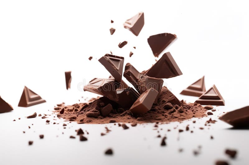 Close Up Shot of Chocolate Particles on White Background Stock ...
