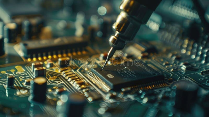 Circuit Board with Pen, stock photo. Image of generated - 374488362