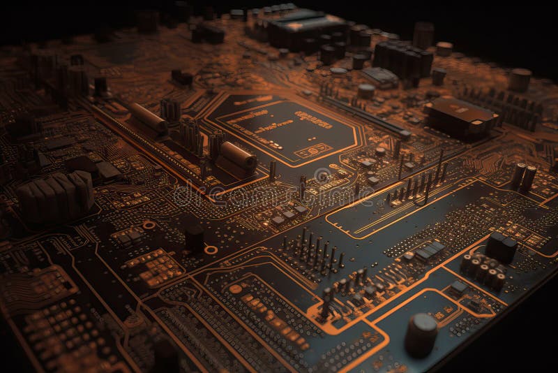 Close Up Shot of Circuit Cyberspace Board with Computer Motherboard ...