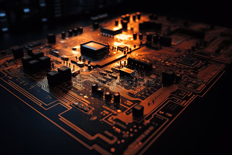 Close Up Shot of Circuit Cyberspace Board with Computer Motherboard ...