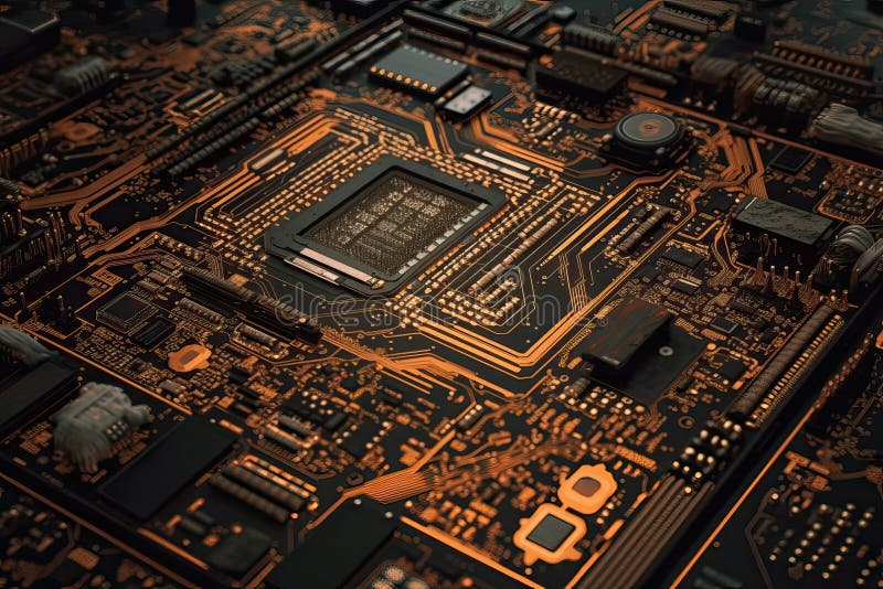 Close Up Shot of Circuit Cyberspace Board with Computer Motherboard ...