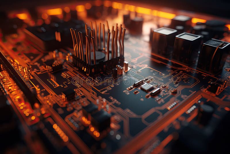 Close Up Shot of Circuit Cyberspace Board with Computer Motherboard ...