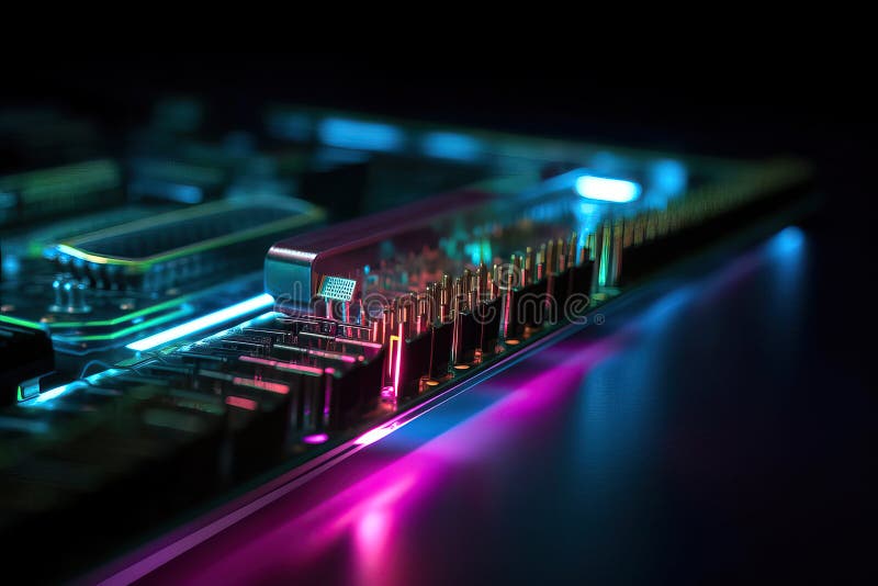 Close Up Shot of Circuit Cyberspace Board with Computer Motherboard ...