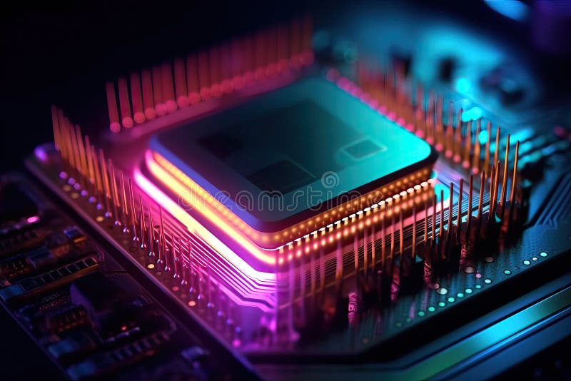 Close Up Shot of Circuit Cyberspace Board with Computer Motherboard ...