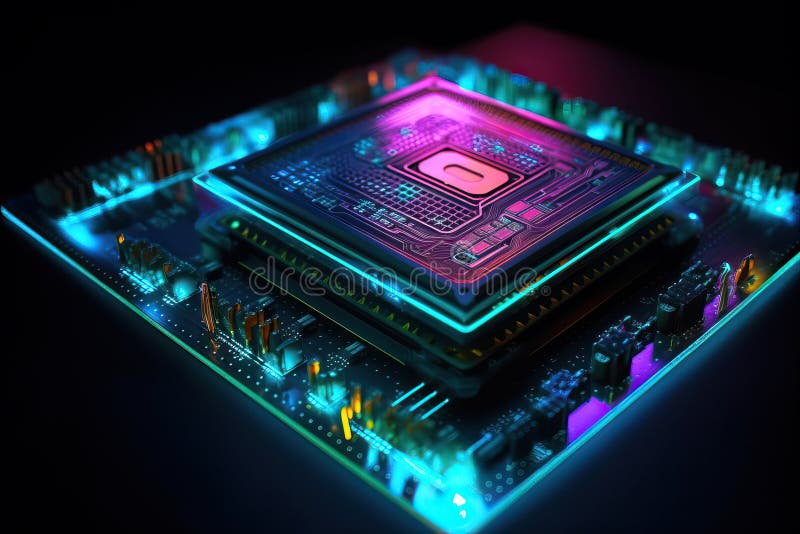 Close Up Shot of Circuit Cyberspace Board with Computer Motherboard ...