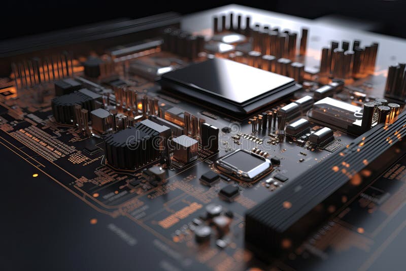 Close Up Shot of Circuit Cyberspace Board with Computer Motherboard ...