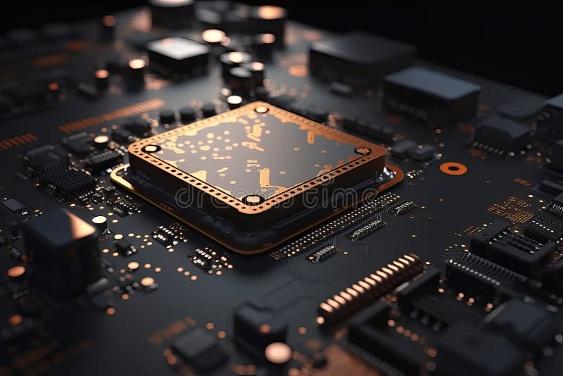 Close Up Shot of Circuit Cyberspace Board with Computer Motherboard ...