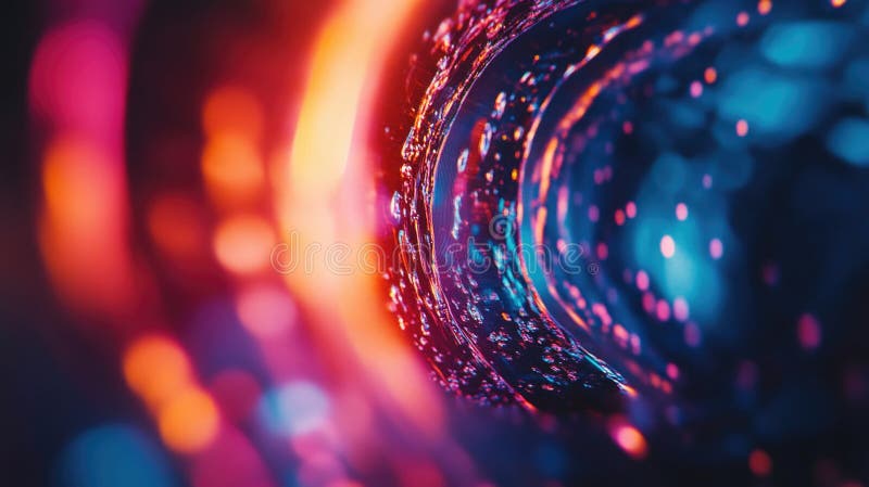 A Close-up Shot of a Circular Object Lit Up by Bright Lights in the ...