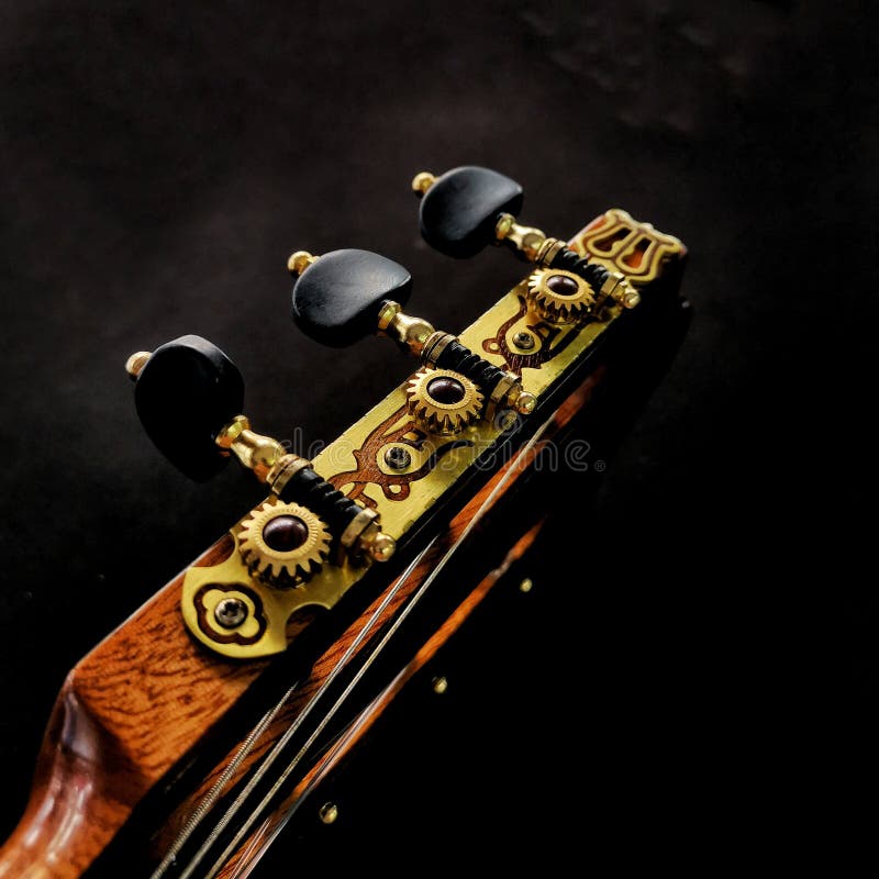 Close Up Shot of Classical Guitar Tuning Machine , Open Gear Stock ...
