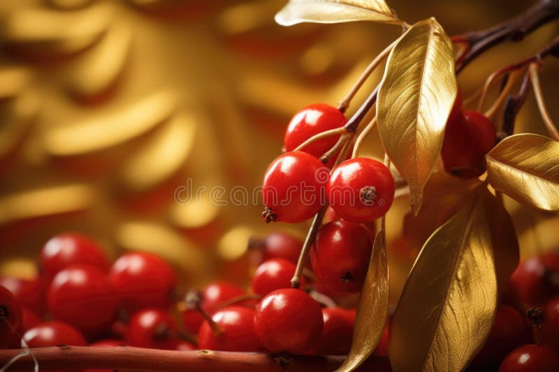A Close-up Shot of a Cluster of Bright Red Berries Stock Image - Image ...